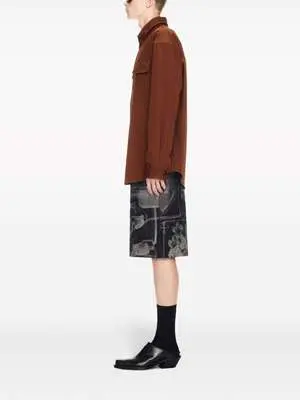 Off-White Ow Emb Cotgab Milit Shirt - Brown