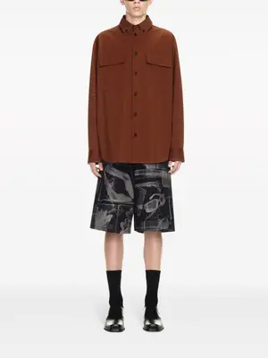 Off-White Ow Emb Cotgab Milit Shirt - Brown