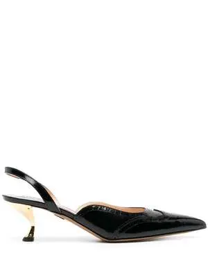 Thom Browne Smooth Calf Wingtip Slingback Heeled Pumps 50mm