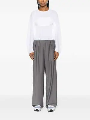 Stella McCartney Fine-knit Plissé-effect Top - White
