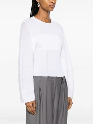 Stella McCartney Fine-knit Plissé-effect Top - White