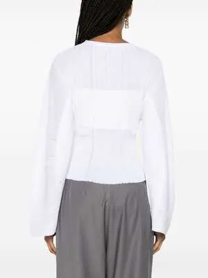 Stella McCartney Fine-knit Plissé-effect Top - White