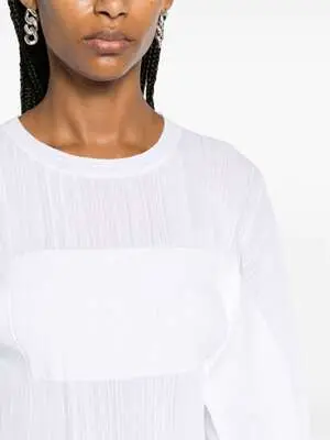 Stella McCartney Fine-knit Plissé-effect Top - White