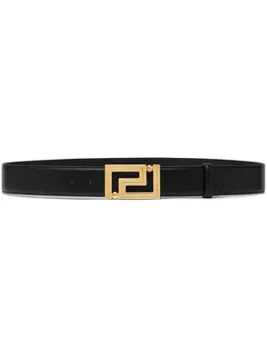 Versace Greca Leather Belt - Black