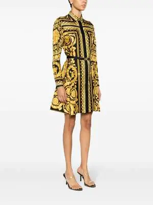Versace Heritage Baroque-print Silk Mini Dress - Black