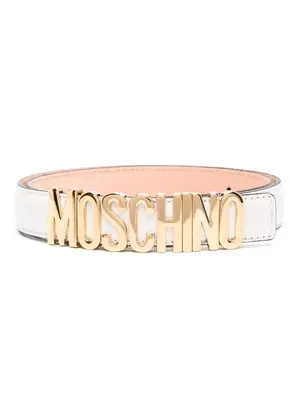 Moschino Lettering Leather Belt - Neutrals