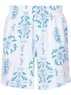 AMIR SLAMA Graphic-print Swim Shorts - White