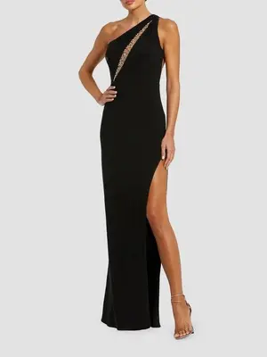 Mac Duggal Embellished Cut-out One-shoulder Gown