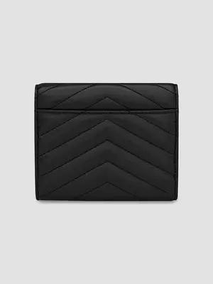 Saint Laurent Cassandre Matelassé Compact Tri-fold Wallet In Lambskin