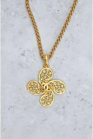 Chanel Cc Swirl Cross Pendant Necklace