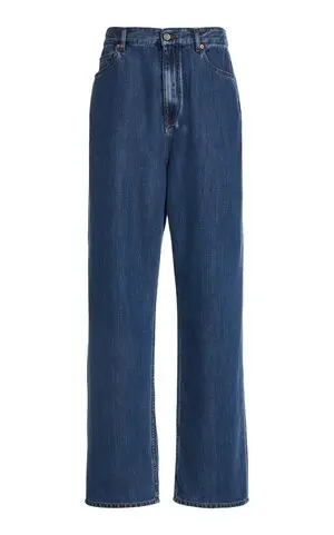Valentino Garavani Stretch Low-rise Wide-leg Jeans - Medium Wash