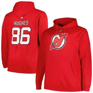 Profile Jack Hughes New Jersey Devils Big & Tall Name & Number Pullover Hoodie - Red