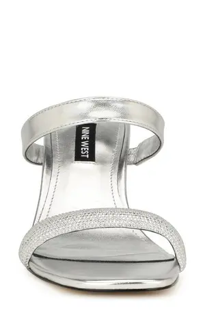 Nine West Shimmering Embellished Slide Sandals - Silver