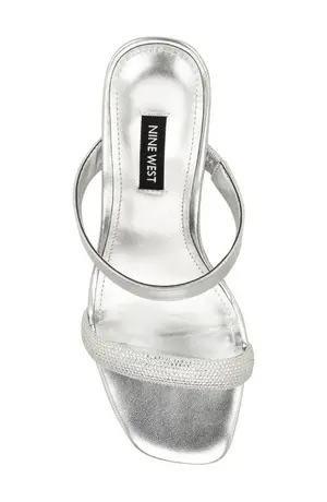 Nine West Shimmering Embellished Slide Sandals - Silver