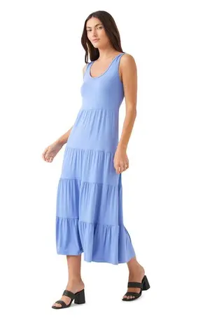 Karen Kane Tiered Midi Dress - Light Blue