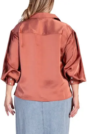 STANDARDS & PRACTICES Zeal Sateen Button-up Blouse