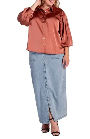 STANDARDS & PRACTICES Zeal Sateen Button-up Blouse