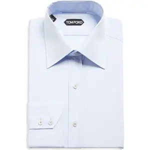 TOM FORD Slim Fit Solid Cotton Poplin Button-up Shirt Light Blue