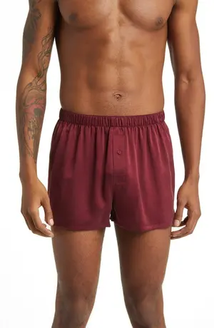 Lunya Washable Silk Boxer Shorts Calliope Wine