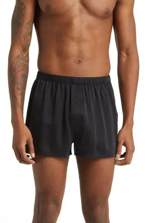 Lunya Washable Silk Boxer Shorts - Immersed Black
