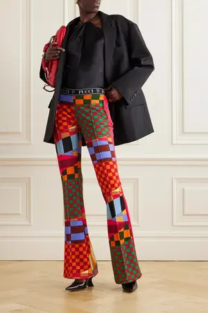 Emilio Pucci Pleated Printed Jersey Flared Pants