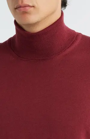BOSS Musso Virgin Wool Turtleneck Sweater - Dark Red