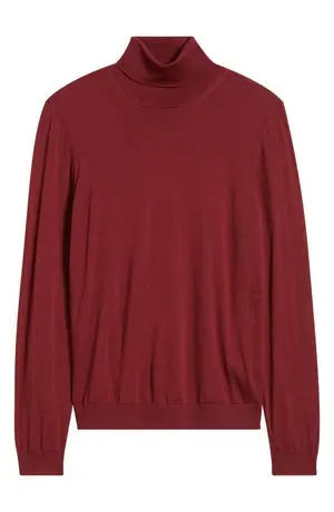 BOSS Musso Virgin Wool Turtleneck Sweater - Dark Red