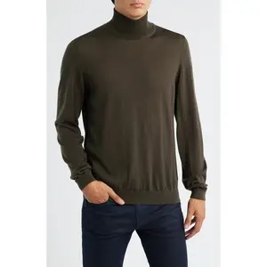 BOSS Musso Virgin Wool Turtleneck Sweater - Open Brown