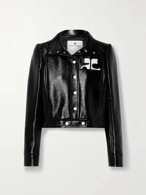 COURREGES COURREGES Reedition Coated Cotton-blend Jacket Black
