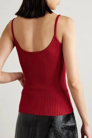 COURREGES Reedition Appliquéd Ribbed-knit Tank - Red