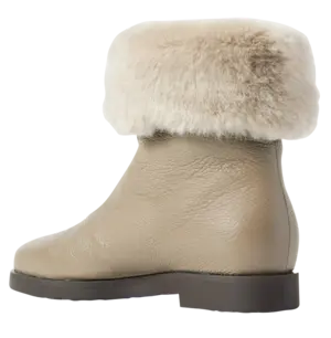 TOTEME Net Sustain The Off-duty Faux Fur-trimmed Textured-leather Ankle Boots