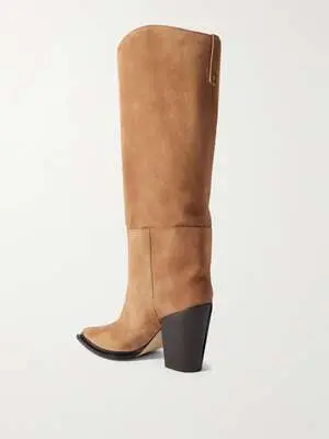 JIMMY CHOO Cece 80 Suede Knee High Boots - Light Brown