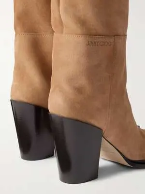 JIMMY CHOO Cece 80 Suede Knee High Boots - Light Brown