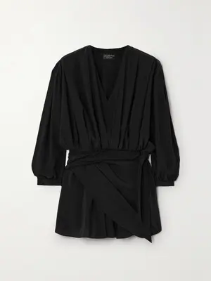 Balenciaga Draped Wrap-effect Mini Dress - Black