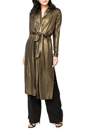 GIBSONLOOK Metallic Duster With Tie Belt