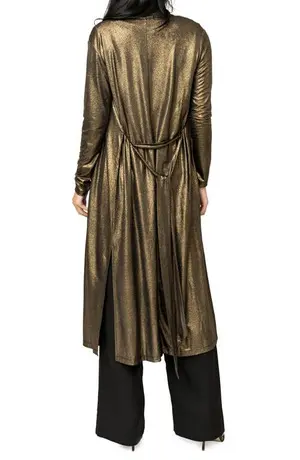 GIBSONLOOK Metallic Duster With Tie Belt
