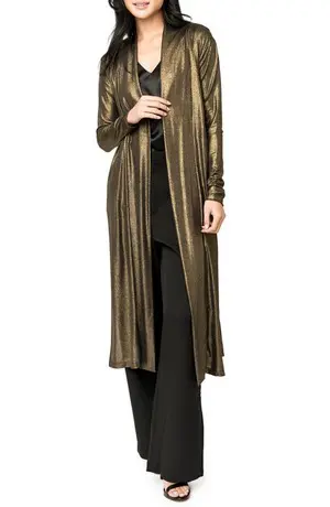 GIBSONLOOK Metallic Duster With Tie Belt
