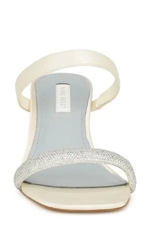 Nine West Shimme Embellished Slide Sandal - Ivory