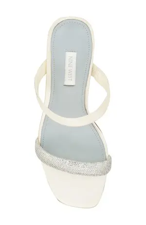 Nine West Shimme Embellished Slide Sandal - Ivory