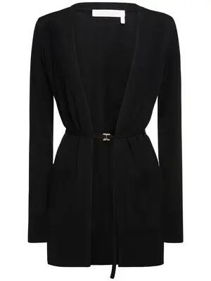 Chloé Belted Wool Knit Cardigan - Black