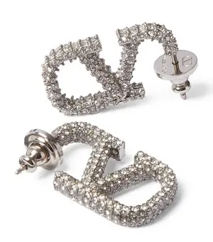 Valentino Garavani VLogo Strass Earrings Metallic