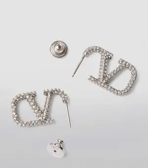 Valentino Garavani Vlogo Strass Earrings - Metallic