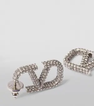 Valentino Garavani Vlogo Strass Earrings - Metallic