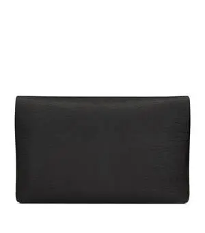 Saint Laurent Leather Cassandre Envelope Pouch - Black