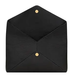Saint Laurent Leather Cassandre Envelope Pouch - Black