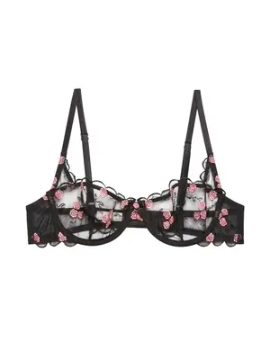 FLEUR DU MAL Rose And Vine Embroidered Lace Balconette Bra