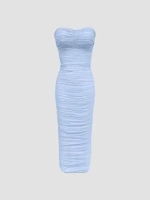 Dress The Population Heather Ruched Midi-dress - Sky