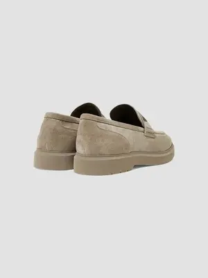Brunello Cucinelli Suede Penny Loafers - Beige