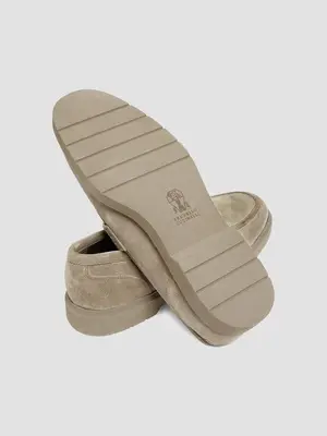 Brunello Cucinelli Suede Penny Loafers - Beige
