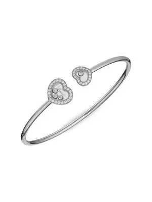 Chopard Happy Hearts 18k & Diamond Bangle - White Gold